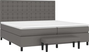 Box spring postel s matrací šedá 200x200 cm umělá kůže 3137687
