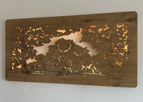 Li-Go "Jeleni" světelný obraz s baterií 120x60cm varianta: ovládání na obraze bez dálkového ovladače, provedení: dub světlý
