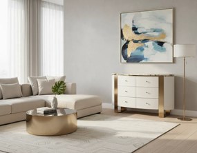Komoda Stilig ST920 140 cm bílá/zlatá/mramor
