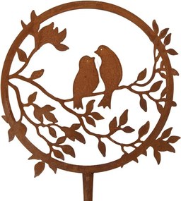 Rustikální rezavý zápich s ptáčky Bird Rust - 32*1*60 cm