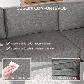Outsunny Zahradní Lounge se Sofou a Konferenčním Stolkem, 6-Dílná Souprava z Hliníku s Polstrovanými Polštáři, Konferenční Stolek s Dřevěným Efektem,…