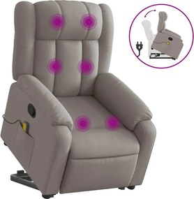 Zvedací masážní polohovací křeslo taupe textil 3205336
