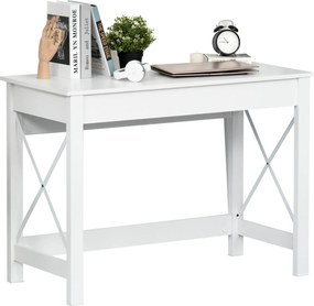 HOMCOM Moderní Stůl Snadno Sestavitelný Počítačový Stůl pro Kancelář, Ložnici nebo Učení 105x50x76 cm Bílý