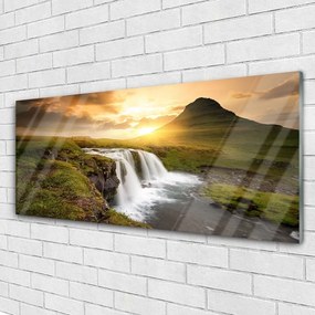 Plexisklo-obraz Hory Vodopád Příroda 125x50 cm