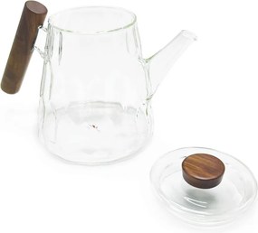 Skleněná konvice s dřevěnou rukojetí Knut, 1,4 l – s texturovaným sklem