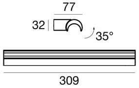 Linea Light 9800 Halfpipe, bílé lineární svítidlo s nastavitelným směrem svícení, 11W LED 3000K, 30cm, IP44
