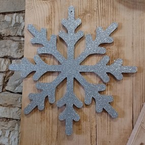 Vánoční ozdoba vločka IV, pr. 80 cm, stříbrná, překližka, venkovní