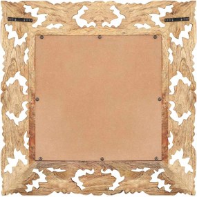Ručně vyřezávané zrcadlo hnědé 50 x 50 cm masivní mangovník 321638