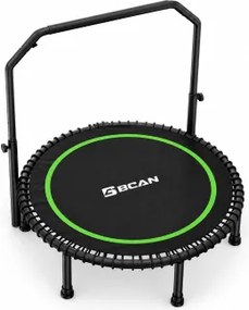 Aosom Rebounder-trampolína pro dospělé, skládací, nastavitelná madla, protišmykové opěrky nohou, 102x102x106 cm, černo-zelená