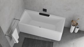 Polysan Cascata L Monolith obdélníková vana 180 x 80 cm levá kaskáda černá akrylát bílá 73836ML.102