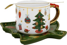 Porcelánový šálek s podšálkem Christmas Tree 250 ml