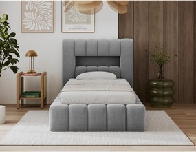 Šedá čalouněná jednolůžková postel s úložným prostorem s roštem 90x200 cm Lamica – ELTAP
