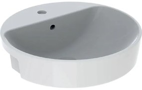 Geberit VariForm - Umyvadlo polozápustné, průměr 500 mm, s přepadem, otvor pro baterii, bílá 500.782.01.2