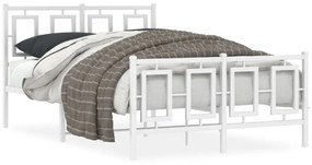 Kovový rám postele s hlavovým a nožním čelem bílý 120 x 200 cm - Default Title