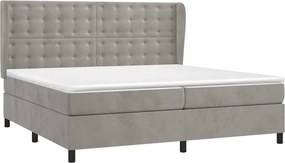 Box spring postel s matrací světle šedá 200x200 cm samet 3129471