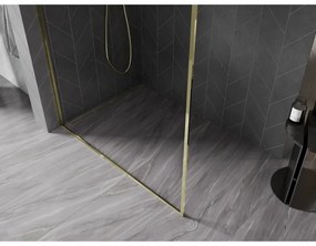 Mexen Kioto-XF, sprchová zástěna s rámem 150 x 202 cm, 10mm čiré sklo, zlatý lesklý profil, 800-150-104-50-00-X