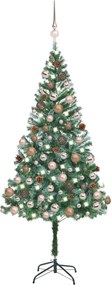 vidaXL Umělý vánoční stromek LED osvětlení sada koulí a šišky 180 cm [3077614] Barva: Růže