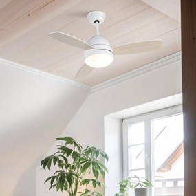 Stropní ventilátor bílý s potiskem dřeva 96 cm s dálkovým ovládáním - Rotar