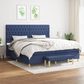 Box spring postel s matrací modrá 200x200 cm textil 3137427