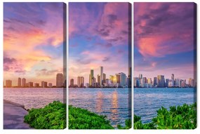 Vícedílný obraz Panorama Miami Při Západu Slunce Nedostatek Nedostatek Plátno Canvas 120x80