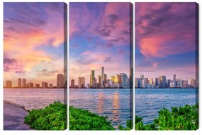 Vícedílný obraz Panorama Miami Při Západu Slunce Nedostatek Nedostatek Přírodní plátno 180x120