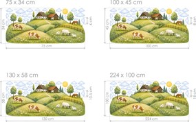 Kopce louky farma samolepky na zeď pro děti arch 75 x 34 cm