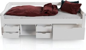 Juskys Dětská postel Nalu 90 × 200 cm s úložným prostorem