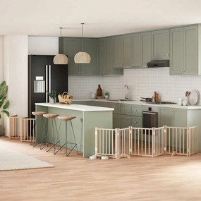 Zábrana pro psy s dvířky skládací 12 panelů 600 cm topol 3155698