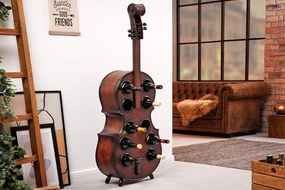 Originální stojan na víno z borovicového dřeva Violoncello