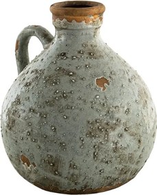 Šedá keramická dekorativní váza s ouškem - 18*17*20 cm