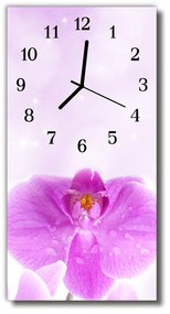 Nástěnné hodiny vertikální Růžové květiny orchideje