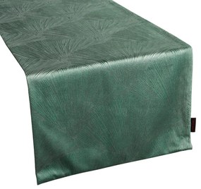 Běhoun 40x140 Goja zelený tmavý ginkgo list běžec Pierre Cardin lesklý tištěný velur Eurofirany