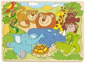 Woody Puzzle na desce "Africká veselá zvířátka"