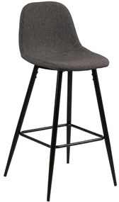 OnaDnes -20% Scandi Tmavě šedá látková barová židle Wanda 65 cm s černou podnoží