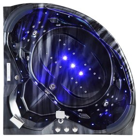 BPS-koupelny Hydromasážní vana HYD-EO932 155x155 ČERNÝ MRAMOR s ohřevem vody