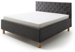 Tmavě šedá čalouněná dvoulůžková postel s úložným prostorem s roštem 160x200 cm San Remo – Meise Möbel