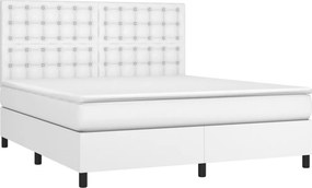 Box spring postel s matrací bílá 180x200 cm umělá kůže 3142858