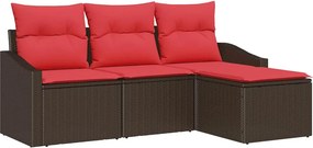 Set pohovek 4 ks Hnědá polyratan 3346674