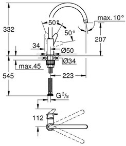 Grohe Start Curve Páková dřezová baterie s otočnou výpustí chrom 31554001