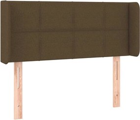 Čelo postele s LED tmavě hnědé 83 x 16 x 78/88 cm textil 3123213