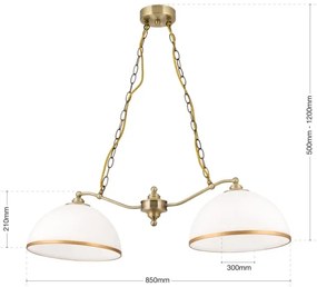 Orion HL 6-1810/2 - Lustr na řetězu OLD LAMP 2xE27/40W/230V bílá/mosaz