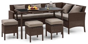 Titania Dining Lounge Set, zahradní sedací souprava, rohová souprava, stůl, stoličky, hnědá