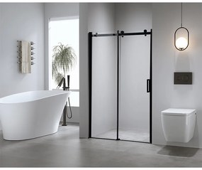 BPS-koupelny Posuvné sprchové dveře HYD-PD03 110 černá/transparent pro instalaci do niky