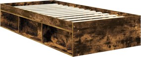 Rám postele s čelo Kouřový dub 90 x 200 cm Masivní borové dřevo 3410140