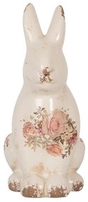 Béžová keramická dekorace králík s růžemi Rosien M - 13*10*21 cm
