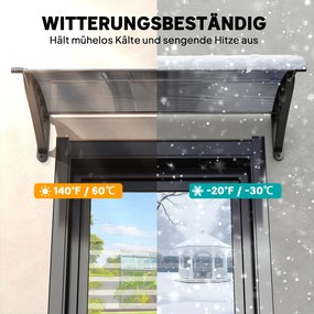 Outsunny stříška na vchodové dveře 100 x 75 cm stříška z hliníku a polykarbonátu s UV ochranou stříška na vchodové dveře na balkon, ochrana proti slu…