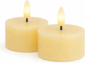 Sada LED čajové svíčky na baterie Sille Tealight, Ø 6 × 3,4 cm, světle žlutá, z pravého vosku, 2 kusy