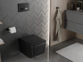 Mexen Vera, závěsné WC Rimless 51 x 36 cm s pomalu padajícím sedátkem z duroplastu, černá matná, 30164070
