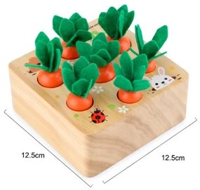 Montessori vzdělávací hračka - záhonek se zeleninou Varianta: 12,5x12,5 cm, 7 ks mrkev