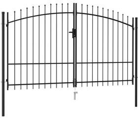 vidaXL Dvoukřídlá zahradní brána s hroty ocelová 3 x 1,75 m černá